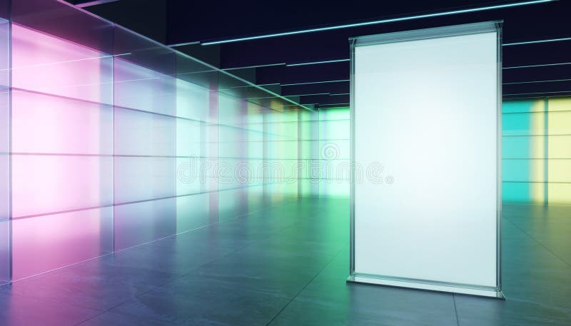 Colored Gradient Transparent Glass Wall and Luminous Glass Billboard ...
