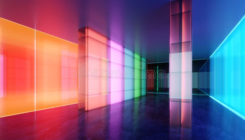 Colored Gradient Transparent Glass Wall and Luminous Glass Billboard ...