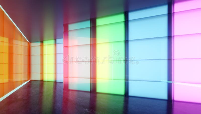 Colored Gradient Transparent Glass Wall and Luminous Glass Billboard ...