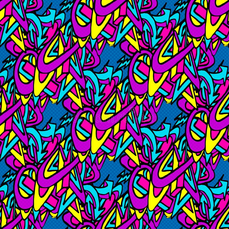 Colored Graffiti Seamless Texture Stock Illustration - Illustration of ...