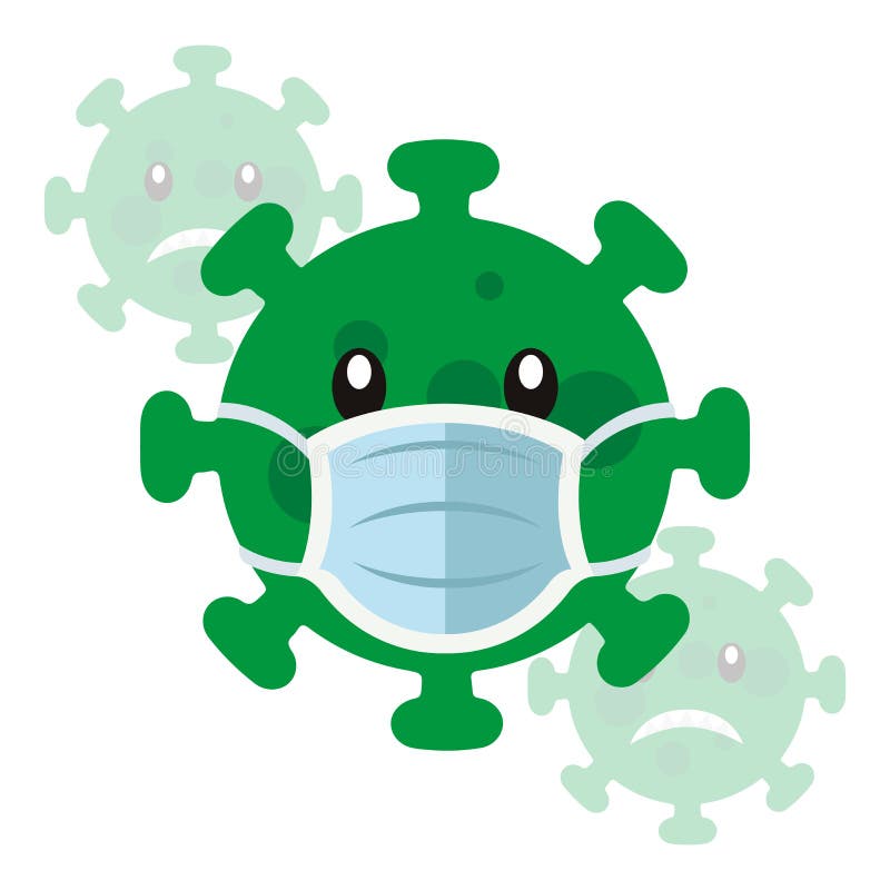Colored Green Virus with Mask Self Care Vector Stock Vector ...