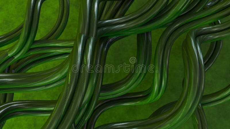 Colored Green Wires on a Green Background. Abstract Curved Cable Stock ...