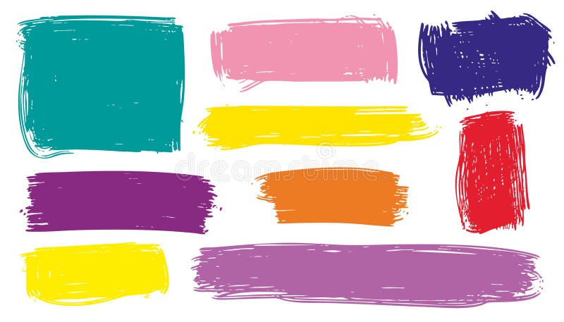 Colored Grunge Square Template Backgrounds. Hand-drawn Brush Strokes ...