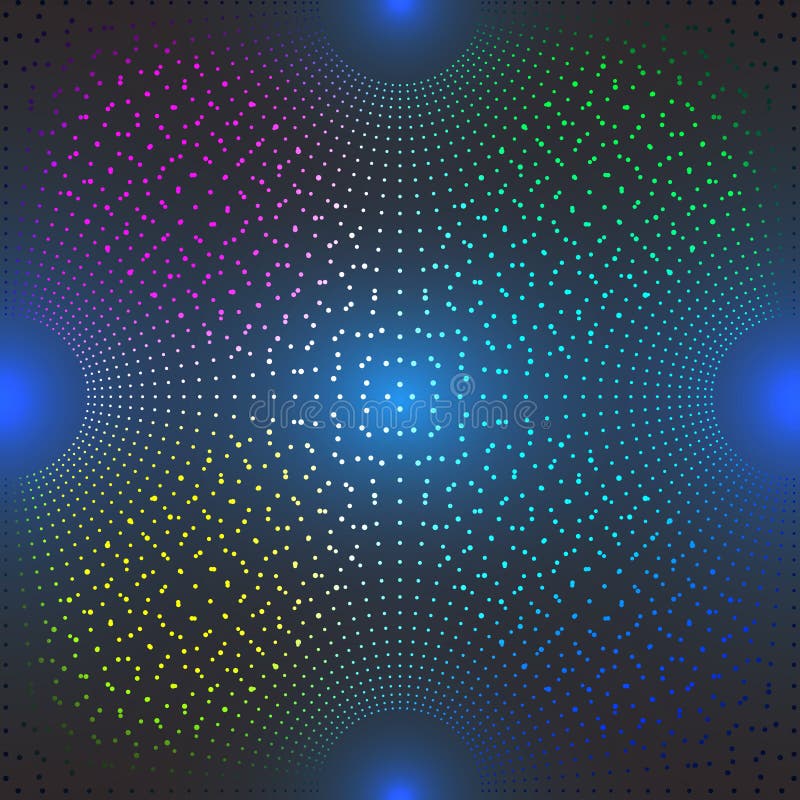 Colored Halftone Dots on Blue Neon Background. Stock Vector ...