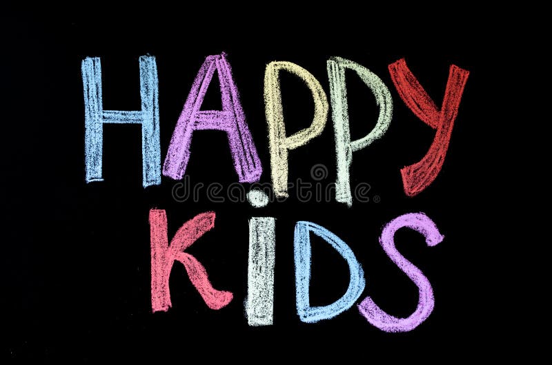 Colored Hand Drawing Text `happy Kids` on Chalkboard Stock Illustration ...