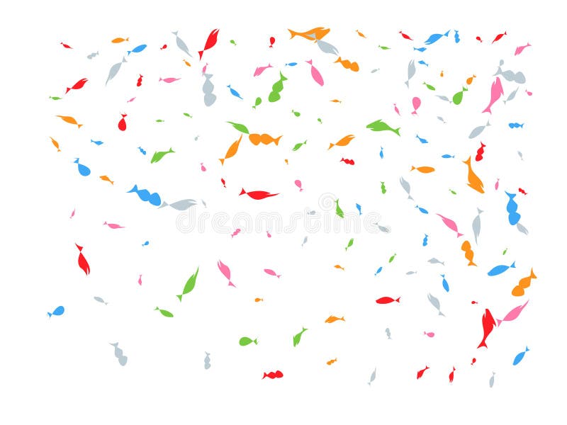 Colored Hand Drawn Fish Confetti Beautiful Stock Vector - Illustration ...