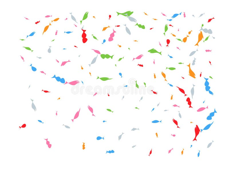 Colored Hand Drawn Fish Confetti Wallpaper Stock Illustration ...