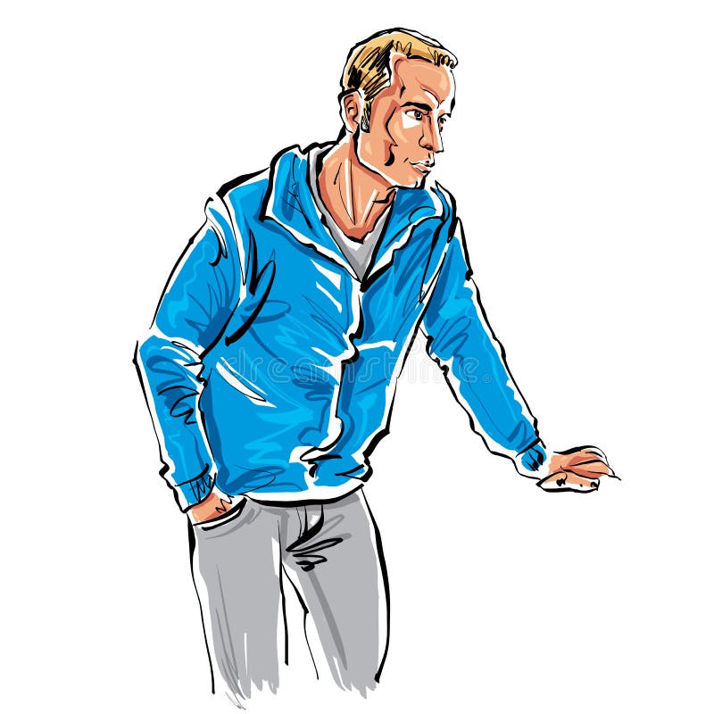 Colored Hand Drawn Illustration of a Fair-haired Man Stock Vector ...