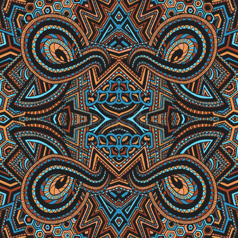 Colored Hand Drawn Psychedelic Zentangle Pattern Stock Vector ...