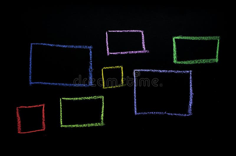 Colored Hand Drawn Rectangles on Chalkboard Stock Photo - Image of logo ...