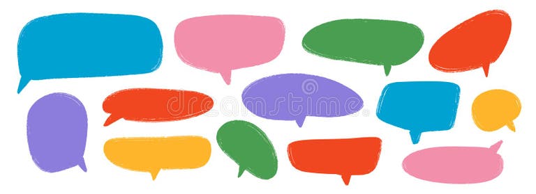Colored Hand Drawn Speech Bubble Collection. Doodled Marker Dialog Box ...
