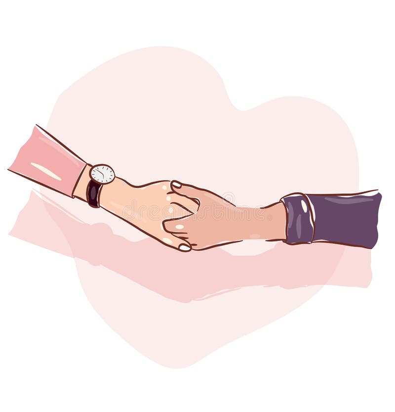 Colored Hand Sketch Holding Hands Illustration Drawing Love Shape ... Colored Hand Sketch Holding Hands Illustration Drawing Love Shape ...