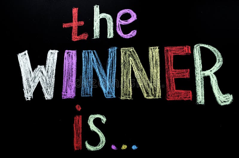 Colored Hand Written Text `the Winner is ` on Chalkboard Stock ...