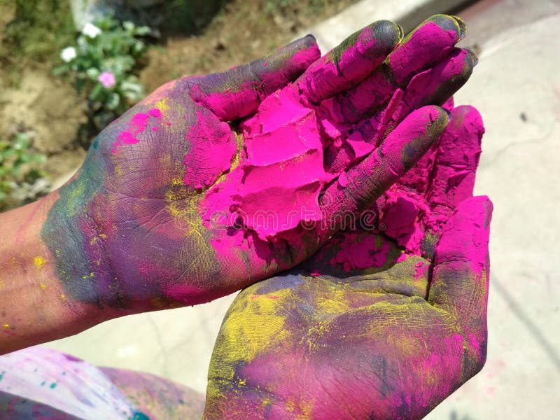 Colored hands stock photo. Image of festival, palm, childhood - 111580682