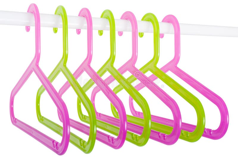 Colored Hangers on a Rod in a Wardrobe Stock Image - Image of storage ...
