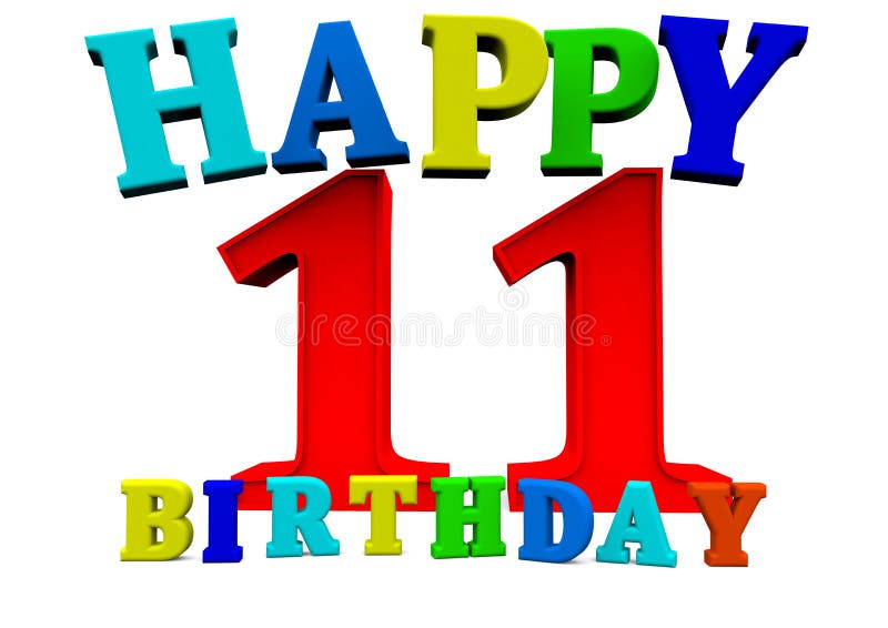Eleventh Birthday Cartoon Design Stock Vector - Illustration of numeral ...