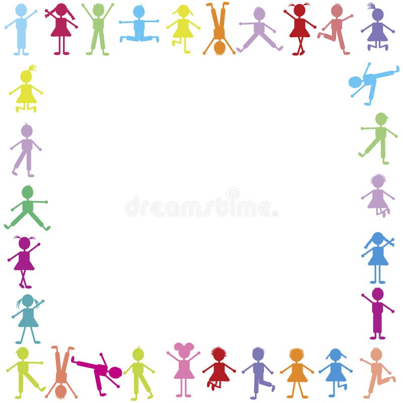 Colored Happy Children Frame Stock Illustration - Illustration of group ...