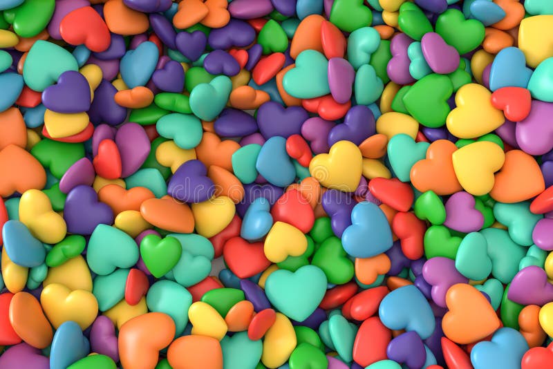 Colored Heart Background. 3d Illustration Stock Illustration ...