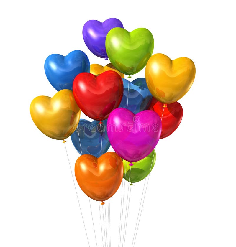Colored Heart Shape Balloons Set Isolated on White Stock Illustration ...