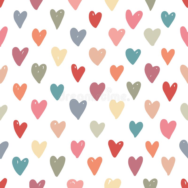 Colored Hearts Pattern. Hand Drawing. Vector Illustration Stock Vector ...