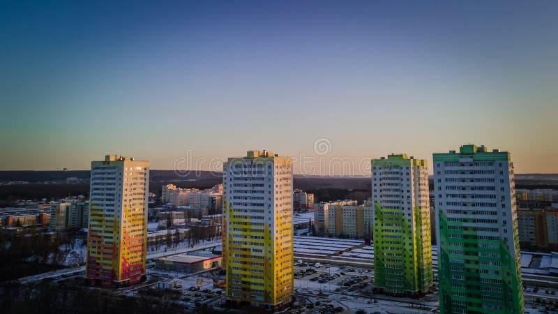 Colored High-rise Buildings in the City Stock Photo - Image of ...