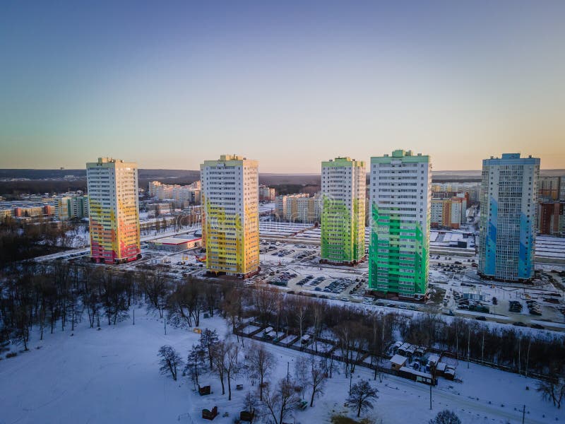 Colored High-rise Buildings in the City Stock Image - Image of building ...
