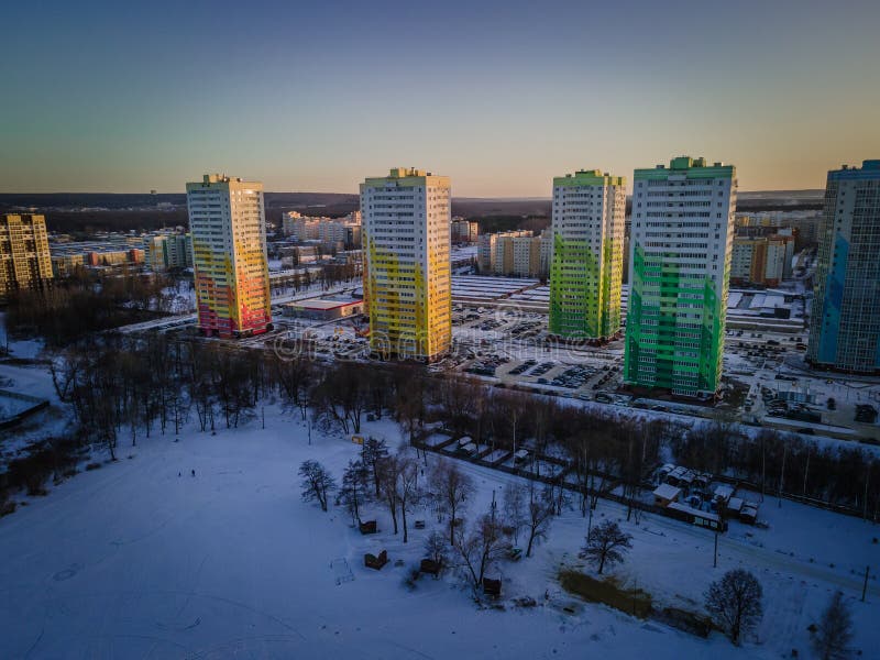 Colored High-rise Buildings in the City Stock Image - Image of downtown ...