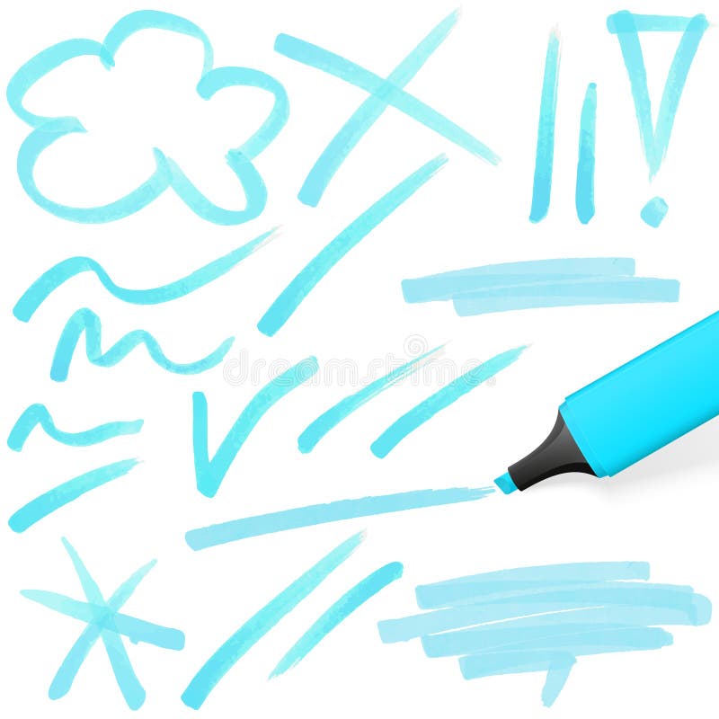 Colored Highlighter with Markings Stock Illustration - Illustration of ...