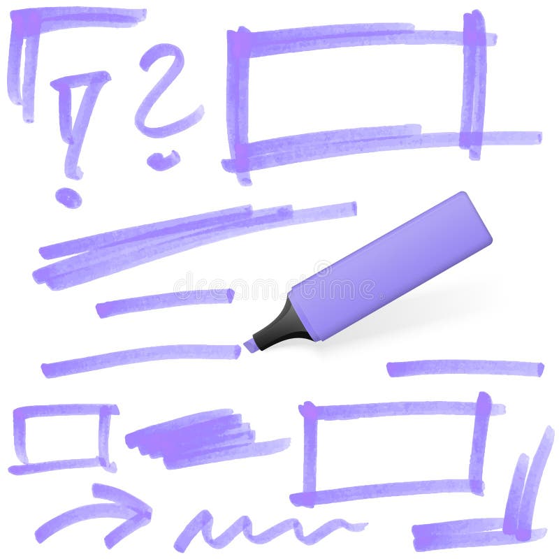 Colored Highlighter with Markings Stock Illustration - Illustration of ...