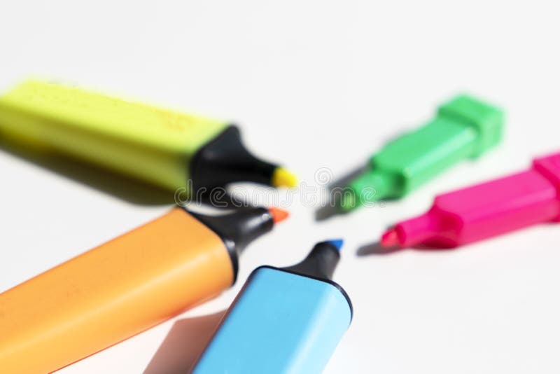 Colored Highlighters with Markings Stock Image - Image of highlighter ...