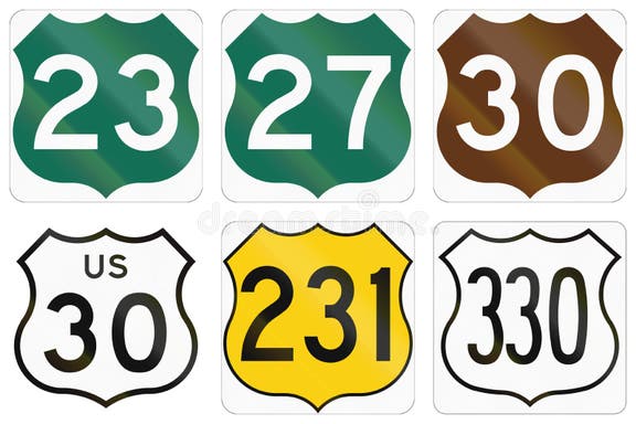 Colored Highway Route Shield Variants Used in the US Stock Illustration ...