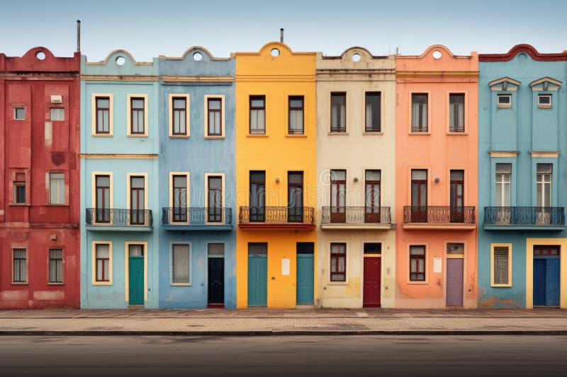 Colored House Facade with Bright Colors Stock Image - Image of colorful ...