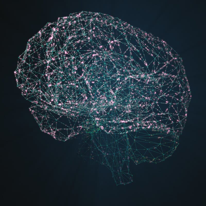 The Human Brain Represented by Light Points Connected by Lines Stock ...