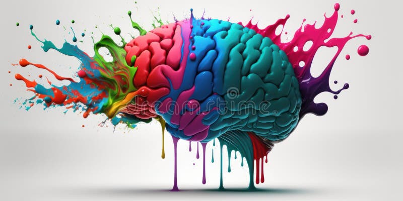 Colored Human Brain with Splashes of Paint Stock Illustration ...