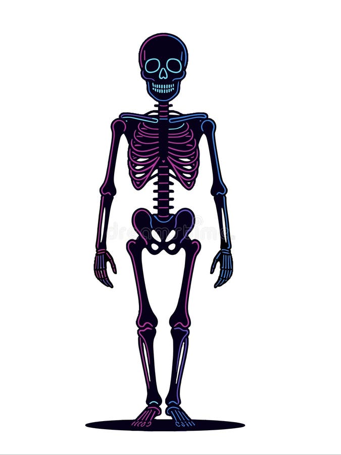 Colored Human Skeleton Anatomy Front View Educational Reference Stock ...