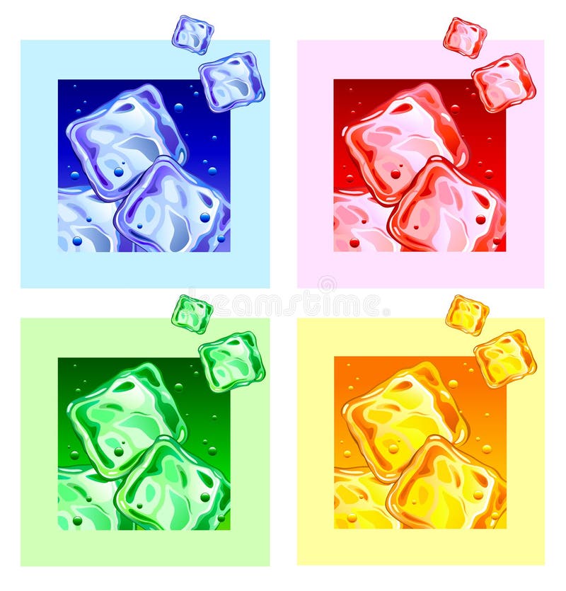Colored ice cubes stock vector. Illustration of green - 74648477