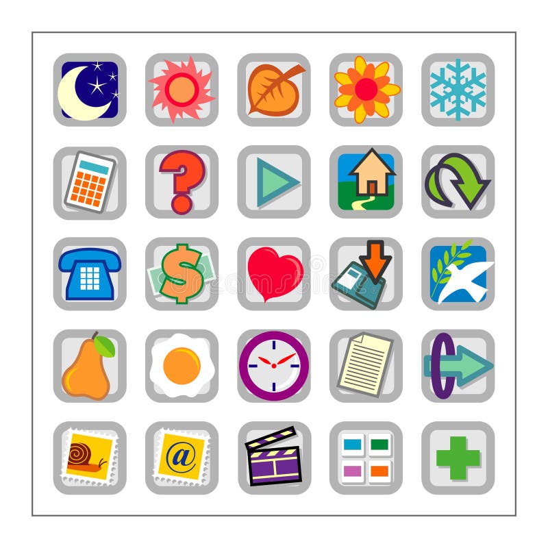 Colored Icon Set 1 - Version2 Stock Vector - Illustration of next ...