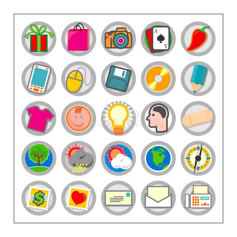 Colored Icon Set 3 - Version1 Stock Vector - Illustration of pepper ...