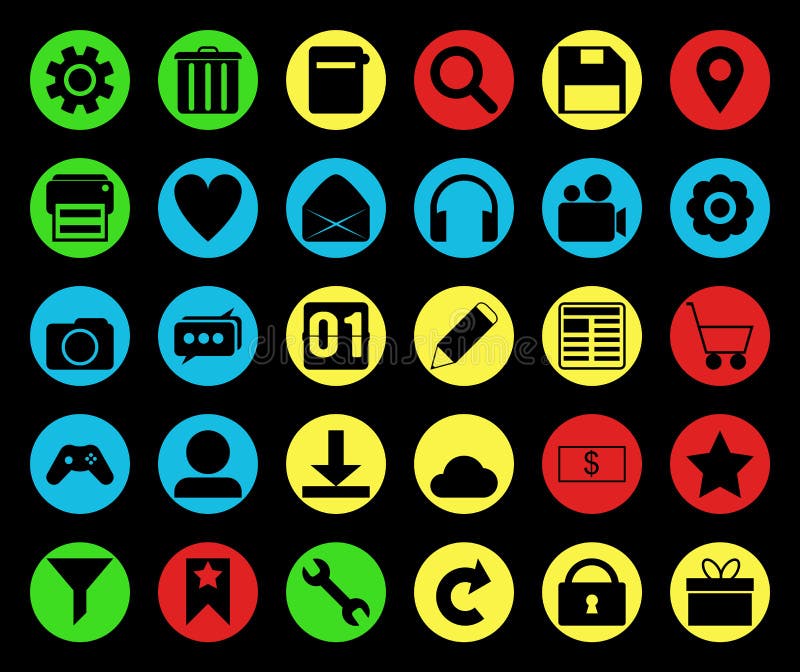 Colored icon set stock vector. Illustration of colored - 93903153