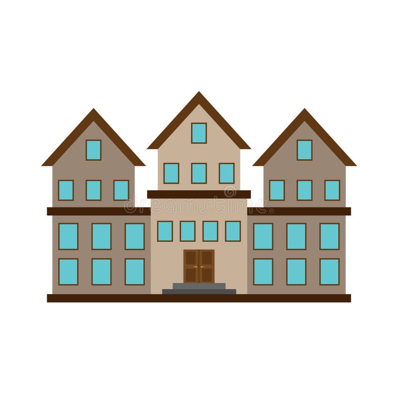 Colored Icon of a Two-story Building with a Roof Stock Illustration ...