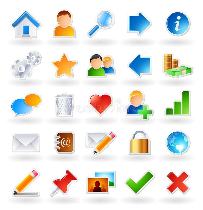 Colored icons stock vector. Illustration of delete, check - 18926464