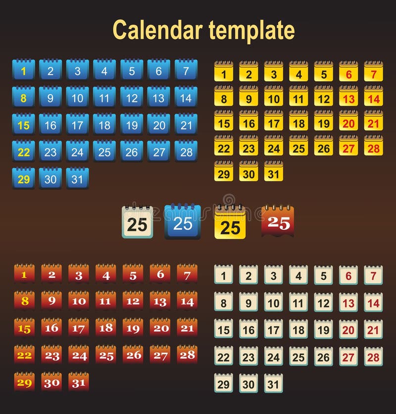 Colored Icons with the Days Stock Vector - Illustration of month ...