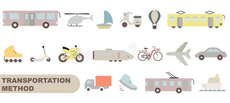 Colored Icons of Different Types of Transport. Transport Icons Stock ...