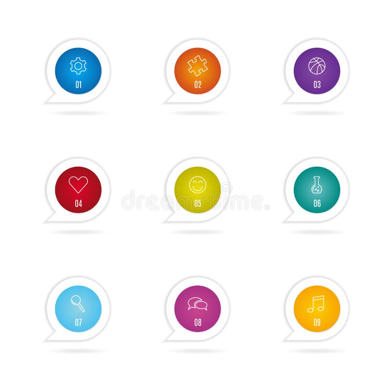 Colored Icons Pointers with Linear Symbols. Infographic Design Template ...