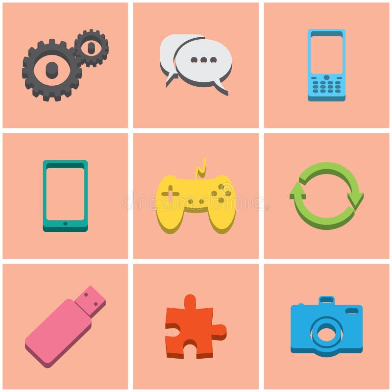 Colored icons. set 3 stock vector. Illustration of cloud - 33366597