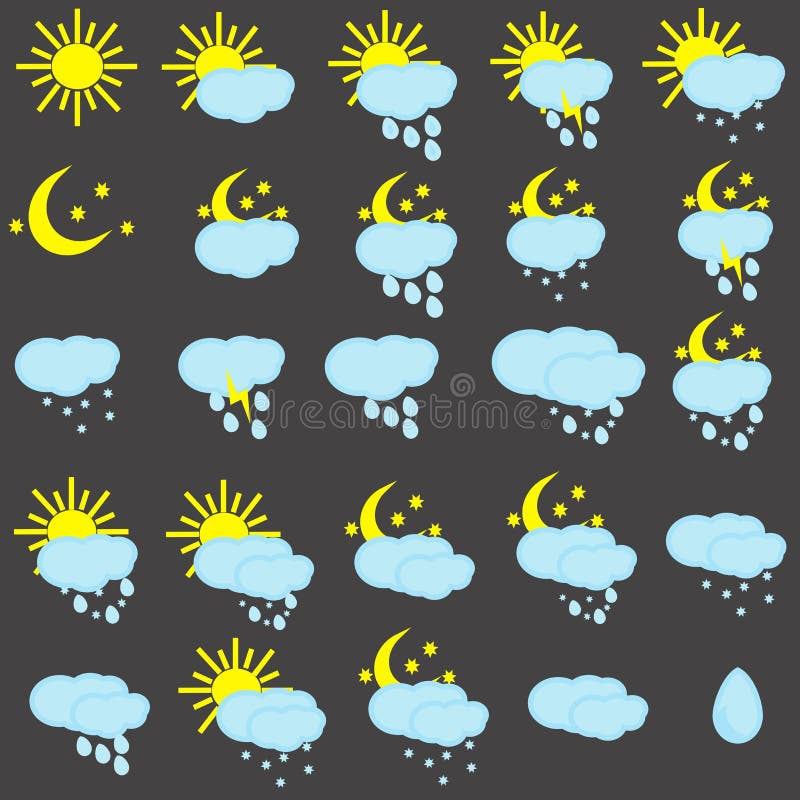 Colored Icons for Weather Forecasting Stock Vector - Illustration of ...
