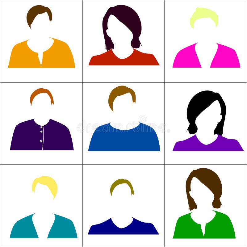 Colored Icons Women. Raster Stock Illustration - Illustration of ...