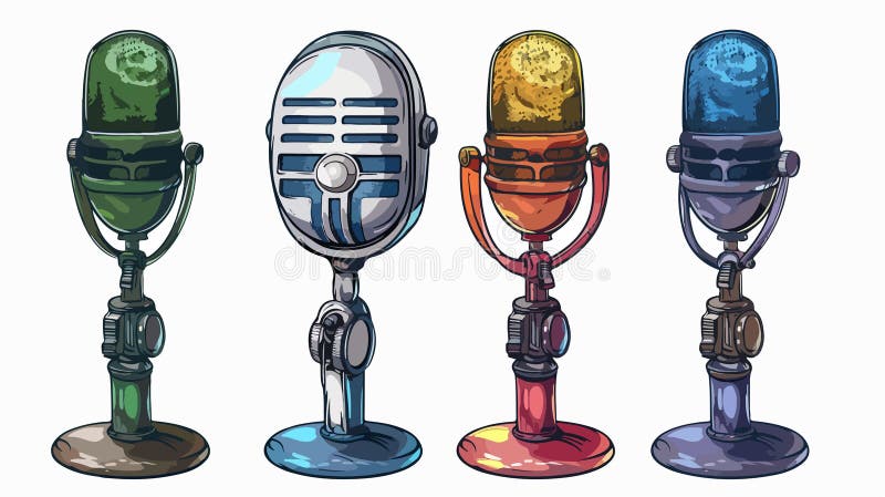 Professional Colored Microphone Icon Vector Illustration for Media ...