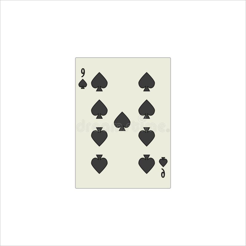Colored Illustration of Playing Card 9 of Spade Stock Illustration ...