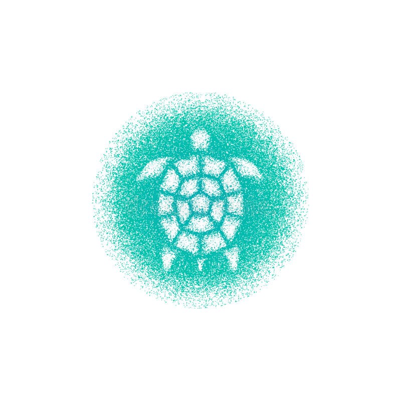 Colored Illustration of a Turtle in a Circle with a Grunge Texture on a ...